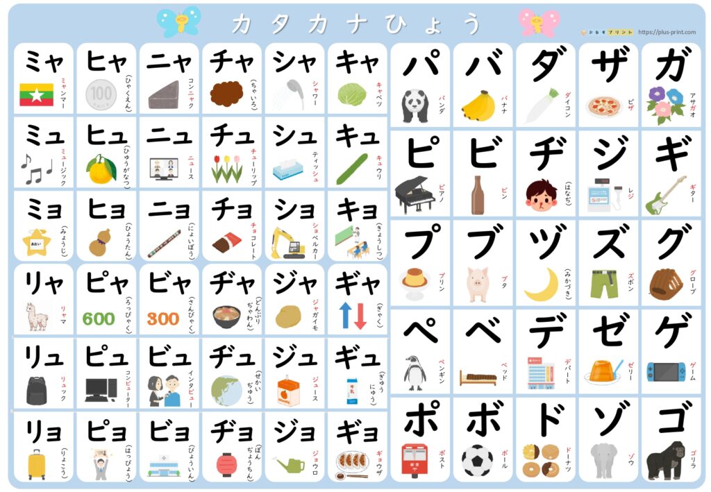 ひらがな・カタカナ表 | ぷらすプリント